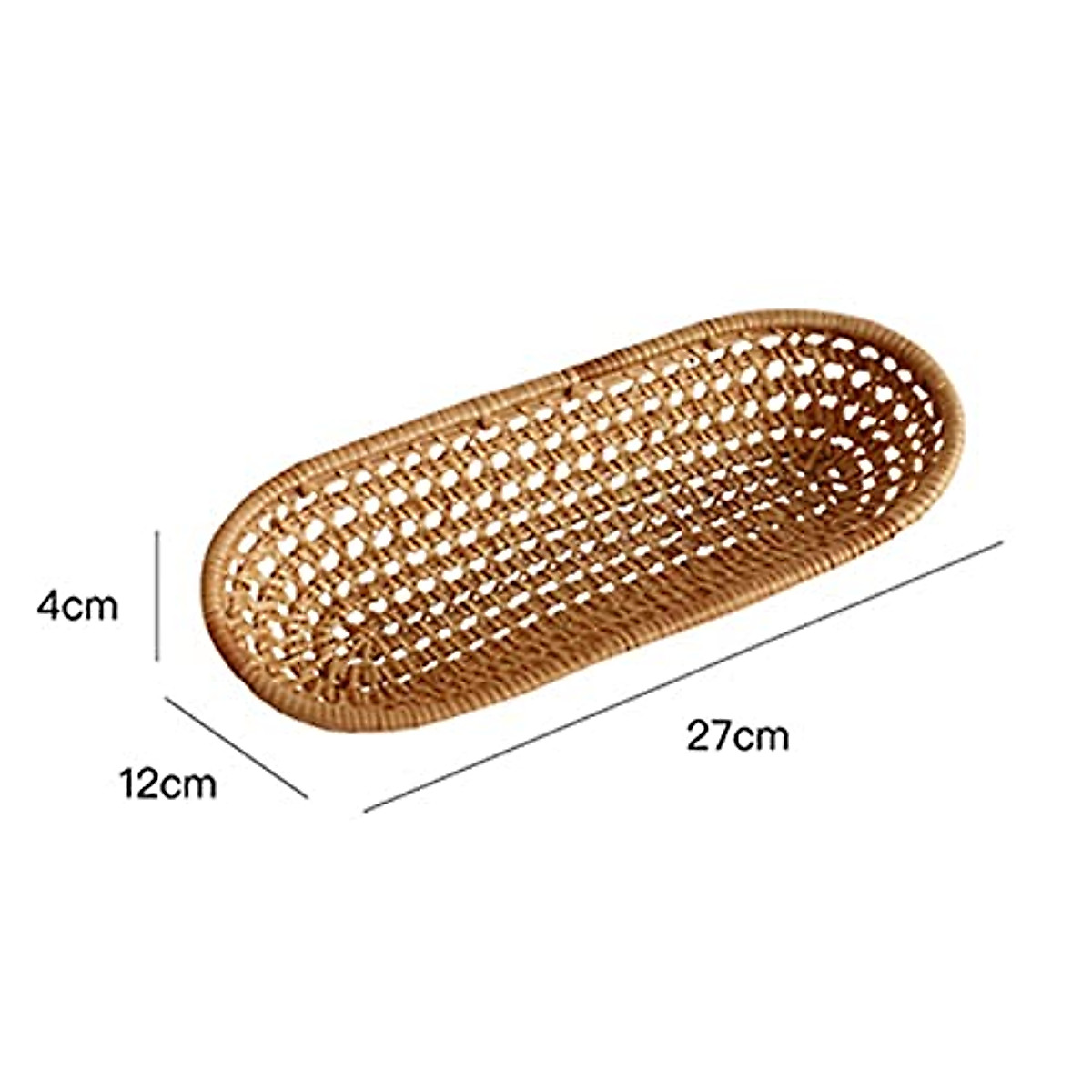 WSZJJ Rattan Bread Basket, Supermarket Fruit and Vegetable Display Basket, Snack Storage Box, Woven Basket, Fruit Basket (Size : 27cm)