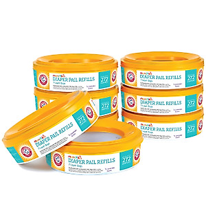 Munchkin® Step Diaper Pail Powered by Arm & Hammer & Arm & Hammer Diaper Pail Refill Rings, 2,176 Count, 8 Pack (272 Count each) & ® Arm and Hammer Diaper Pail Snap, White 20 Count