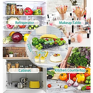 Lazy Susan Turntable Organizer for Refrigerator Rectangle Clear Rotating Lazy Susan Spice Organizer for Kitchen Pantry Cabinet Countertop Condiment Storage Rack
