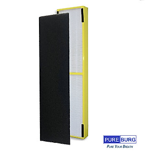 PUREBURG FLT5000 Replacement True HEPA Filter Set Compatible with GermGuardian AC5000 AC5000E AC5250PT AC5300B AC5350W AC5350B AC5350BCA1 Air Purifiers FLT5000, FLT5111, Filter C, 2-Pack