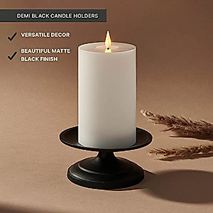 LampLust Candle Stands for Pillar Candles - 2 Pack, Matte Black, Fits up to 4 Inch Diameter Candles, Decorative Candle Plates for Modern Home Decor, 2 Inch Tall, Perfect for Wedding Centerpiece