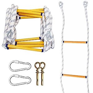 WDFYJ Emergency Fire Escape Ladder Flame Resistant Safety Rope Ladder with Hooks， Fast to Deploy & Easy to Store Withstand Weight up to 2000 pounds(16F/5M)
