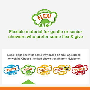 Nylabone Flexi Chew Wishbone Dog Chew Toy - Flexible Dog Toy for Moderate & Gentle Chewers - Flavor Medley, Wolf/Medium (1 Count)