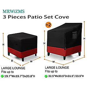 MRWiZMS 3 Pieces Patio Set Cover Waterproof Patio Furniture Cover Set Fit for 3 Pieces Wicker Chair Conversation Furniture Sets,Upgraded 420D Heavy Duty Oxford Fabric Furniture 3 -Piece Cover Set