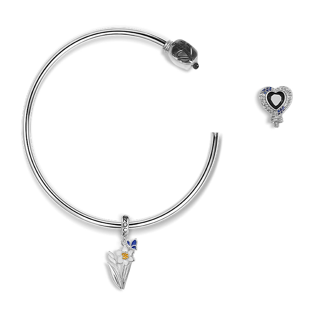 GNOCE Skull Gear & Love Heart Open Removable Bangle Bracelet ECO copper Charms Bracelet Jewelry Gift For Women