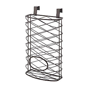 SunnyPoint Over Cabinet Kitchen Storage Organizer Holder or Basket - Hang Over Cabinet Doors in Kitchen/Pantry - Holds up to 50 Plastic Shopping Bags (BROWN)