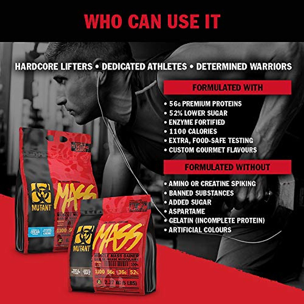 Mutant Mass | Weight Mass Gainer Protein Powder - high Calorie Protein Powder for Mass gain - Triple Chocolate - 5 Pound