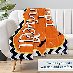 Halloween Bats on Black and White Chevron Prints Soft Warm Cozy Blanket Throw for Bed Couch Sofa Picnic Camping Beach, 150×100cm