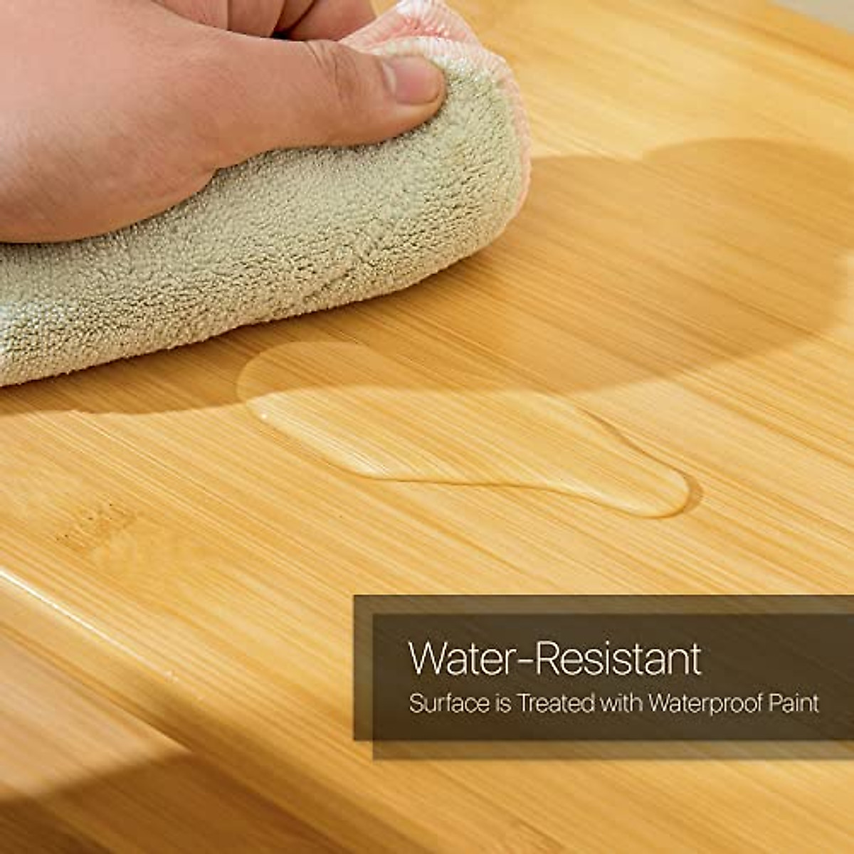 MoNiBloom 4 Tier Bamboo Sideboard Kitchen Cupboard Buffet Server Console Table Storage Cabinet with Acrylic Doors a Drawer for Dining Room Hallway, Natural