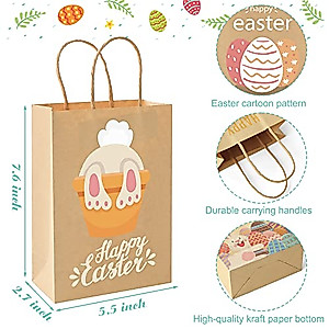 TOXOY 3 Rolls Red Gingham Ribbon and 18PCS Easter Kraft Gift Bags