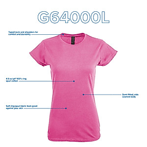 Gildan Women's Softstyle Cotton T-Shirt, Style G64000L, Multipack, White (2-Pack), Small