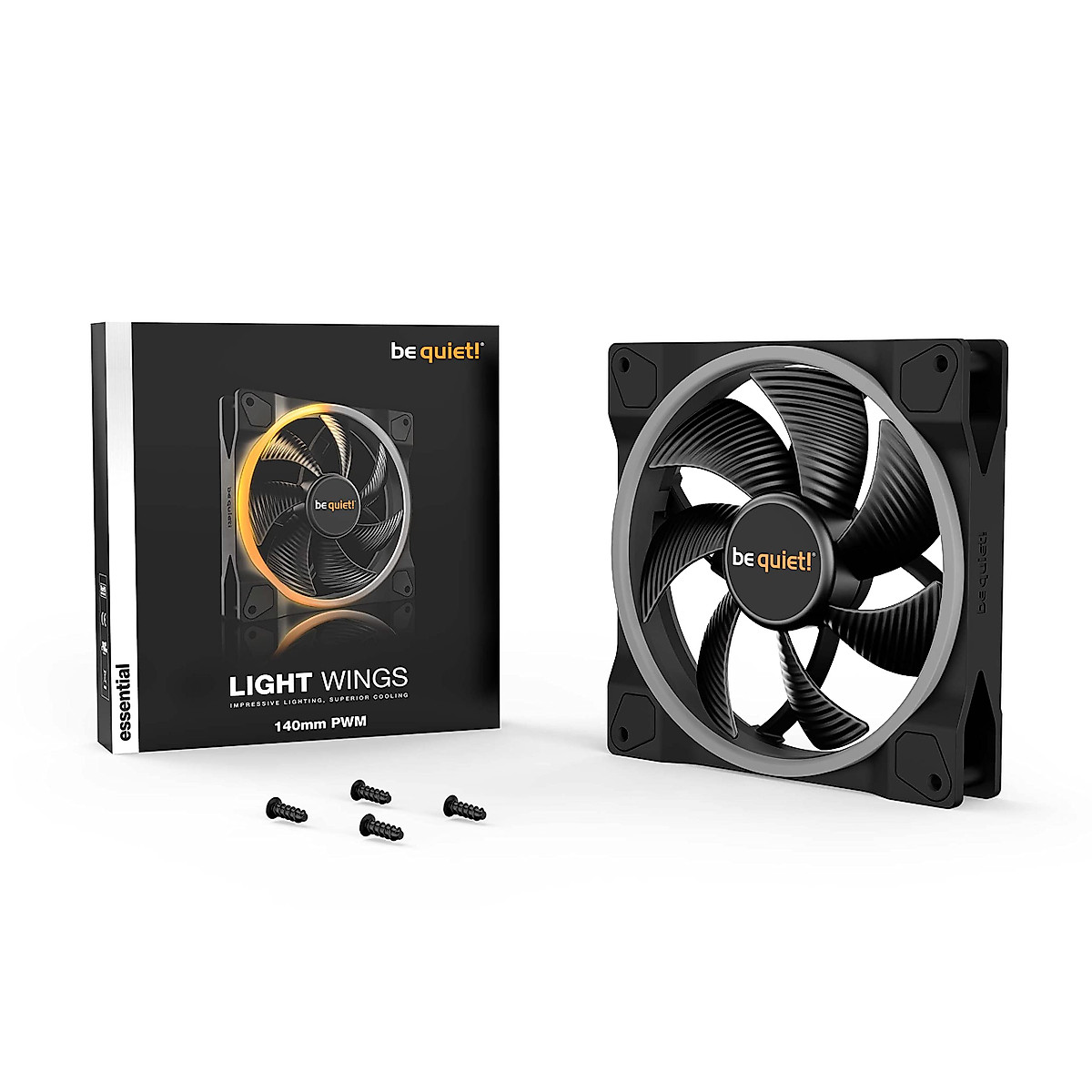 be quiet! Light Wings 140mm PWM Premium Low Noise ARGB Cooling Fan | 4-Pin | Black | BL074