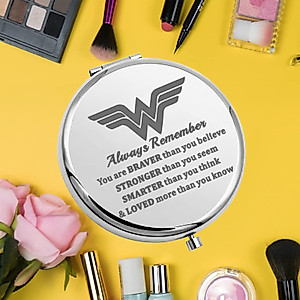 KEYCHIN Heroine Pocket Mirror Diana Fans Gift You are Braver Stronger Smarter Than You Think Heroine Compact Mirror (Heroine Mirror)