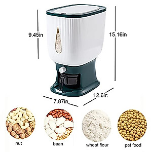 22 Lbs Rice Container Dispenser, Countertop Large Sealed Grain Container Rice Storage with Measuring Cup - Gray