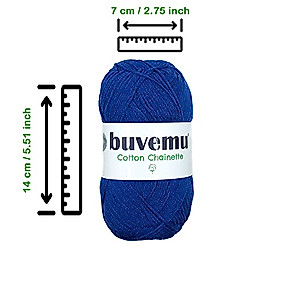 Buvemu Cotton Chainette Yarn, 100% Cotton Fine Weight for Knitting Crocheting, Summer Spring Yarn, 100 Gram (3.53 Ounces) 328 Yards (300 Meters) (Royal Blue)