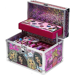 Barbie Movie Kids Makeup Kit for Girls, Real Washable Toy Makeup Set, Barbie Gift, Play Makeup and Pretend Play Toys Ages 3 4 5 6 7 8 9 10 11 12