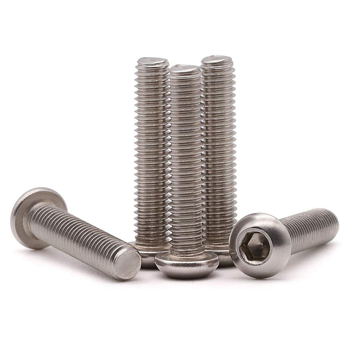 RoyceMart #10-24 x 3/4" (50 Pack) Hex Socket Button Head Cap Screws Bolts, Allen Socket Drive, 304 Stainless Steel 18-8, Bright Finish, Full Machine UNC Threads