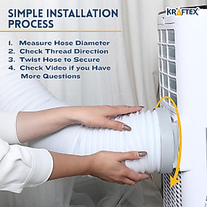 Portable Air Conditioner Hose - AC Hose with 5.9" Diameter, Clockwise Thread & Length up to 80" - Exhaust Hose for Portable Air Conditioner Vent Compatible with Delonghi & LG Air Conditioner Parts