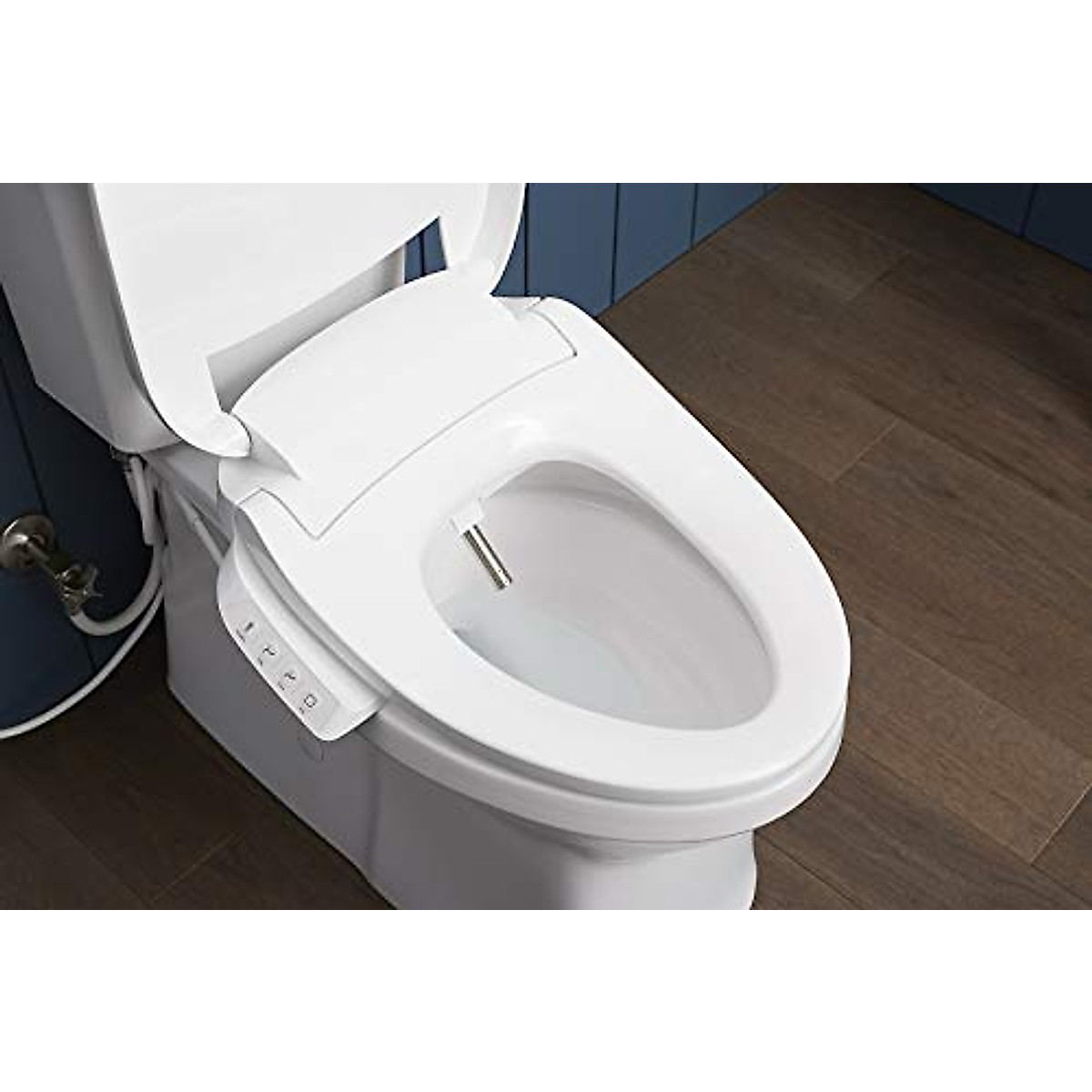 KOHLER 27142-CR-0 PureWash E700 Elongated Heated Bidet Toilet Seat with Remote Control, Bidet Warm Water, Adjustable Bidet Sprayer for Existing Toilets, White