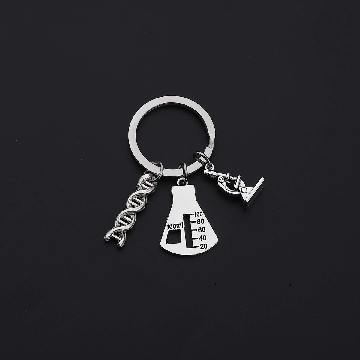 CHOORO Microscope And DNA Double Helix Necklace Science Gift for Laboratory Technologist/Science Student (3 Charm keychain)