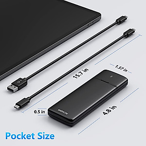 MOKiN M.2 NVMe SATA SSD Enclosure Reader Tool-Free, NVMe to USB 3.2 Gen 2 10Gbps NVMe PCIe and 6Gbps SATA, External Enclosure Thunderbolt Support UASP Trim for SSD Size 2230/2242/2260/2280