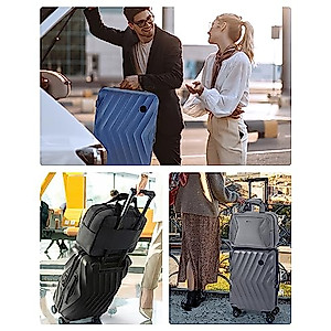 BAGSMART Carry On Luggage, 2 Piece Luggage Sets, PC Hardside Suitcase Airline Approved, 20 Inch Luggage with Spinner Wheels, Travel Luggage Hard Shell Suitcases Set with Duffle Bag for Men Women, Blue