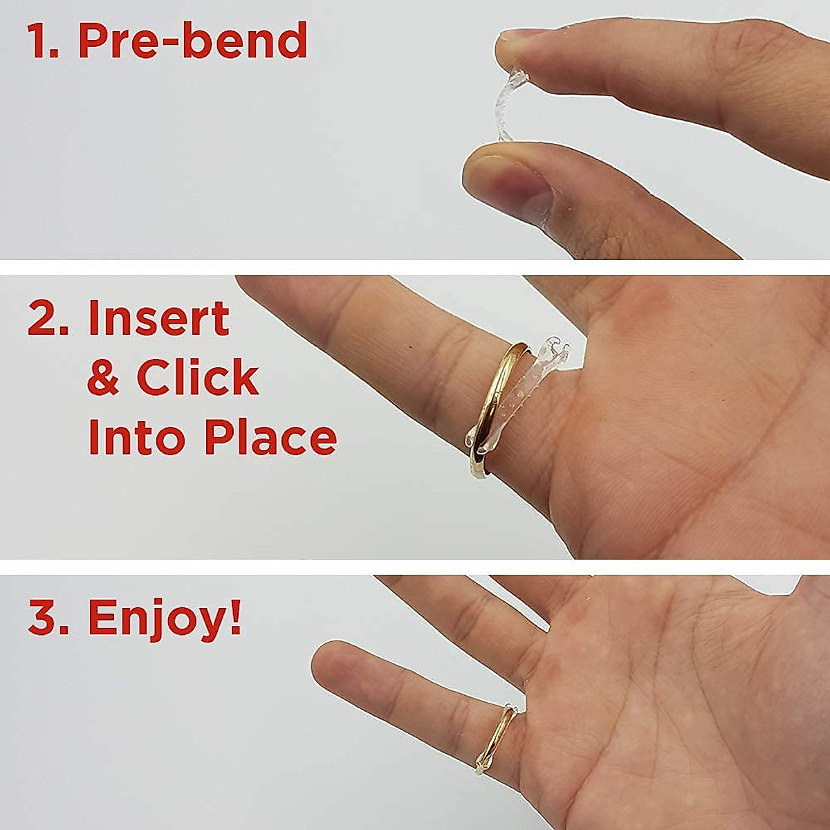 Chrome Cherry Ringo, Invisible Ring Size Adjuster for Loose Rings with 6 Sizes, Clear Ring Band Sizer Guard for Loose Jewelry, Multipack, 10 Count