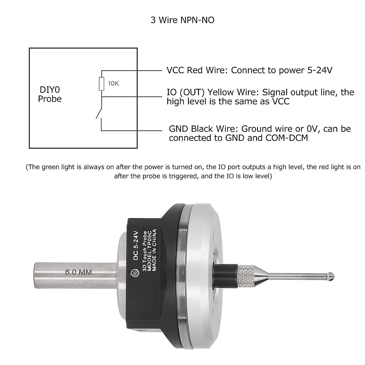 CNC 3D Edge Finder, Professional High Accuracy Universal 3D Sensor Probe, Waterproof Multifunctional 3D Edge Locator with Tungsten Steel Tip for X, Y and Z Axis, for Mach3, for GRBL CNC Equipment