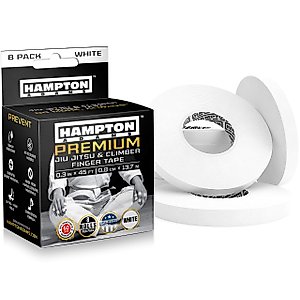 Hampton Adams (8 Pack) White Finger Tape - Athletic Tape | 0.3” x 45 Feet - for Rock Climbing, BJJ Jiu Jitsu, Grappling, Crossfit and Martial Arts