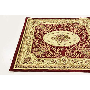 Unique Loom Versailles Collection Traditional Classic Medallion Motif Area Rug (4' 0 x 4' 0 Square, Burgundy/ Ivory)