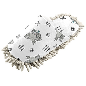 Happy Thanksgiving Owl Animal Mop Slippers Shoes Cover for Floor Cleaning Washable Hair Dust Dirty Cleaners Microfiber Mop Socks for Office House Kitchen
