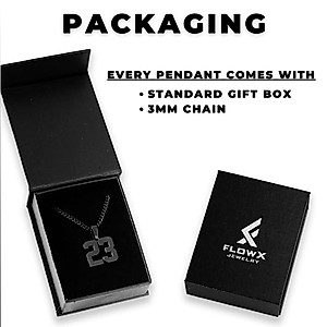 FlowX Jewelry Black Number Pendant Necklace - Baseball Chains (21)