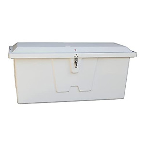 TAYLOR MADE PRODUCTS Stow 'N Go Small Fiberglass Dock Box, White (24"H x 54"W x 22"D) – Fiberglass construction, UV gelcoat finish, stainless steel lockable latch and hardware – 2020108652