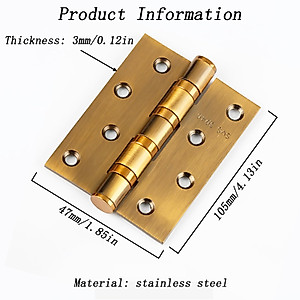 WJXFHTD Hinges for Doors Interior Stainless Steel Doorway Hinge Black Hinges for Interior Doors Door Hinges Brushed Nickel (Dark Brown)