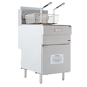 EMPURA 80 lb Freestanding Floor Natural Gas Fryer | Deep Frying with (2) Removable Baskets and (5) Cast-Iron Vertical Burner Tubes for Kitchen Restaurant | 39.36"H x 21"W x 30.32"D, Stainless Steel