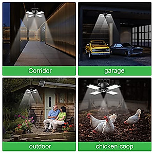 Solar Shed Light Indoor Outdoor 1200LM 144LED Pendant Light, Motion Sensor with Upgrade 5 Lighting Modes & Remote Control 4-Leaf 120°Adjustable Lights for Home Yard Garage