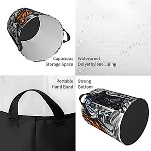 Kuilepa Four Running Horses Waterproof Foldable Laundry Hamper Bucket With Handles For Storage Bin,Kids Room,Home Organizer,Nursery Storage,Clothes Hamper Storage Basket (Medium)