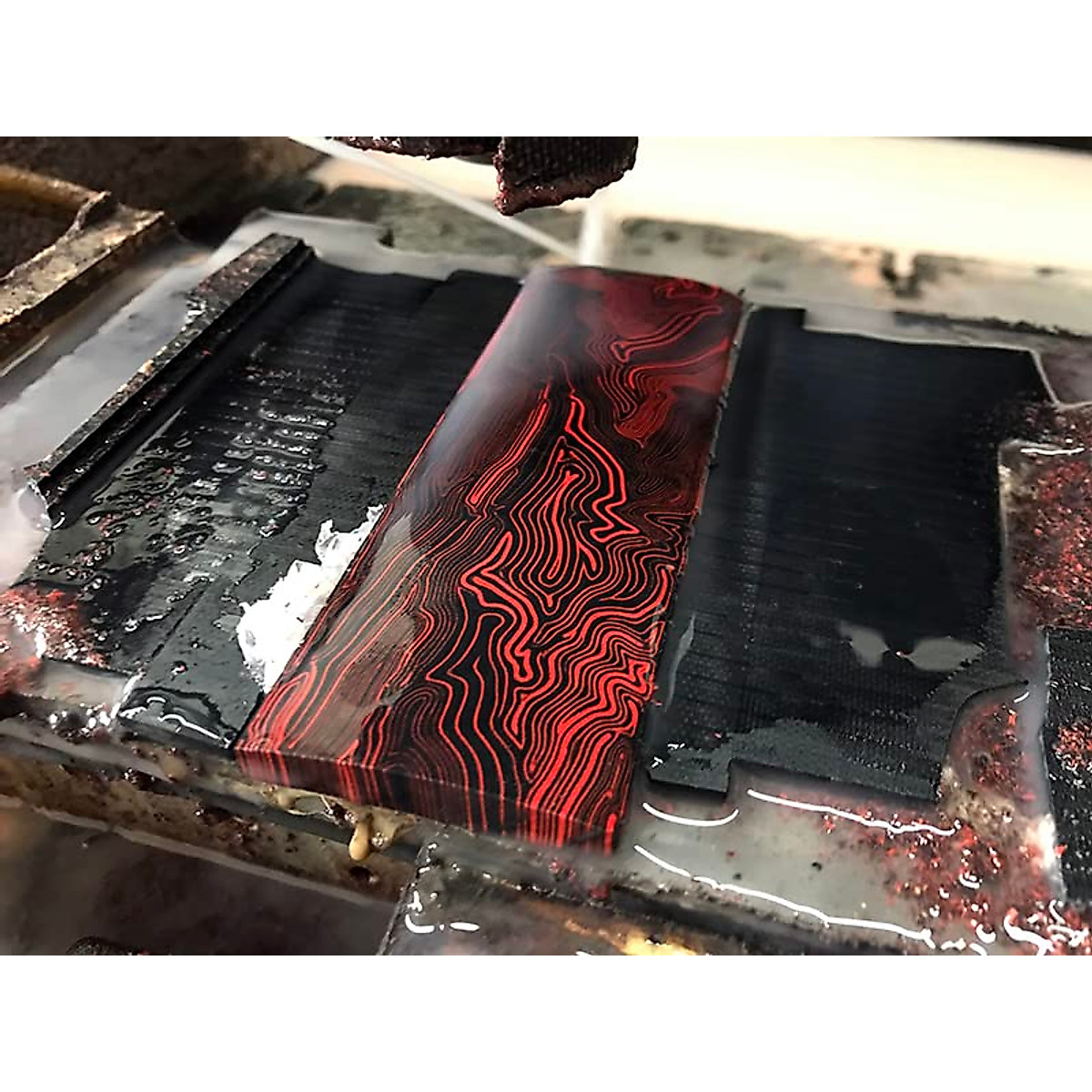 GROWRS 3 piece of G10 knife handle material Damascus pattern DIY knife handle composite material (Color : B+W 120X43X8MM)