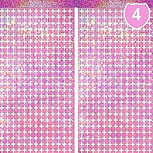 4 Packs Disco Foil Curtain, Silver Metallic Backdrop for Birthday, Bachelorette Party, 70s 80s 90s Theme Disco Party Decorations Supplies