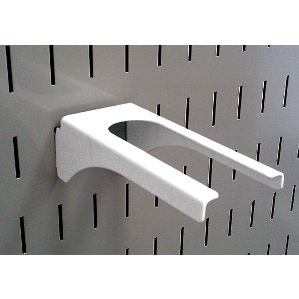 Wall Control 1-1/4in Handle Bracket Slotted Metal Pegboard Hook Pegboard and Slotted Tool Board - White