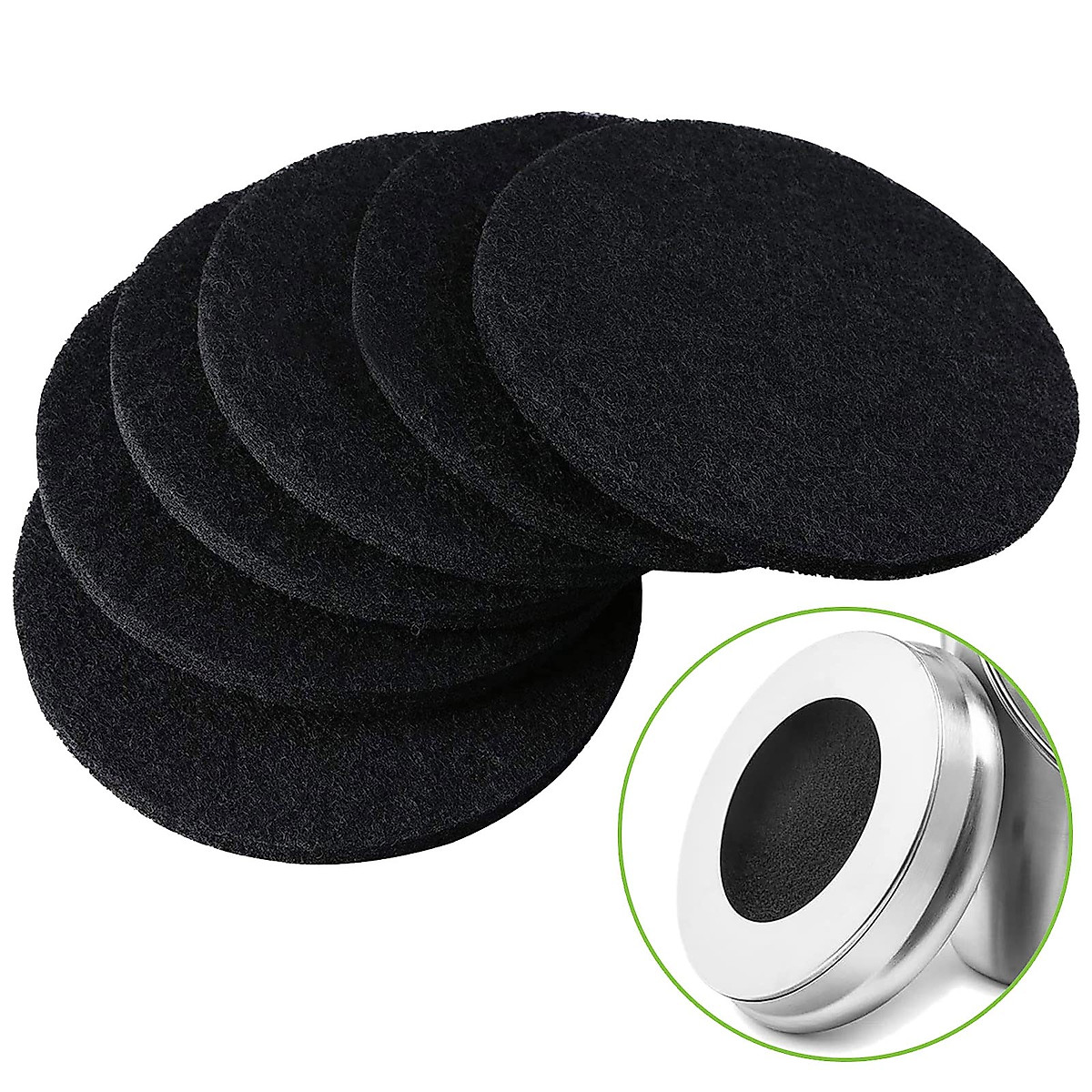 Charcoal Filters for Compost Bucket, 6 Pack Compost Filters for Kitchen Compost Bin Pail Replacement Filter Countertop Home Bucket Refill Sets, Round