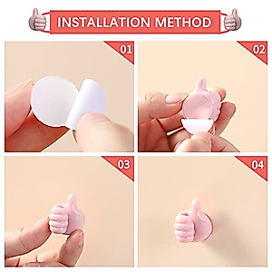 WAYUTO 12Packs Adhesive Hooks for Hanging Wall Decor Small Silicone Sticky Wall Hooks Damage Free Cord Holder Cute Hand Shape Utility Shower Hooks Hanger for Office Kitchen Bathroom