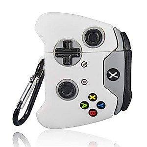 JoySolar for Airpod 1&2 Case Cute Cartoon 3D Soft Silicone Air Pods Funny Cover Kawaii Fun Cool Keychain Unique Design Shell Fashion Stylish Girls Kids Teens Women Cases for Airpods 1/2(WhiteHandle)