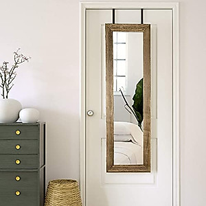 SRIWATANA Jewelry Armoire Cabinet, Solid Wood Jewelry Organizer with Full Length Mirror Wall/Door Mounted(Carbonized Black)