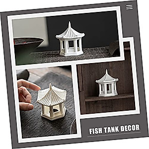 NOLITOY 3pcs Hexagonal Gazebo Ornaments Aquarium Decorations Zen Garden Decoration Fish Tank Mini Pagoda Miniature Pagoda Tabletop Accessories Mini Pavilion Ornament Ceramics Display White