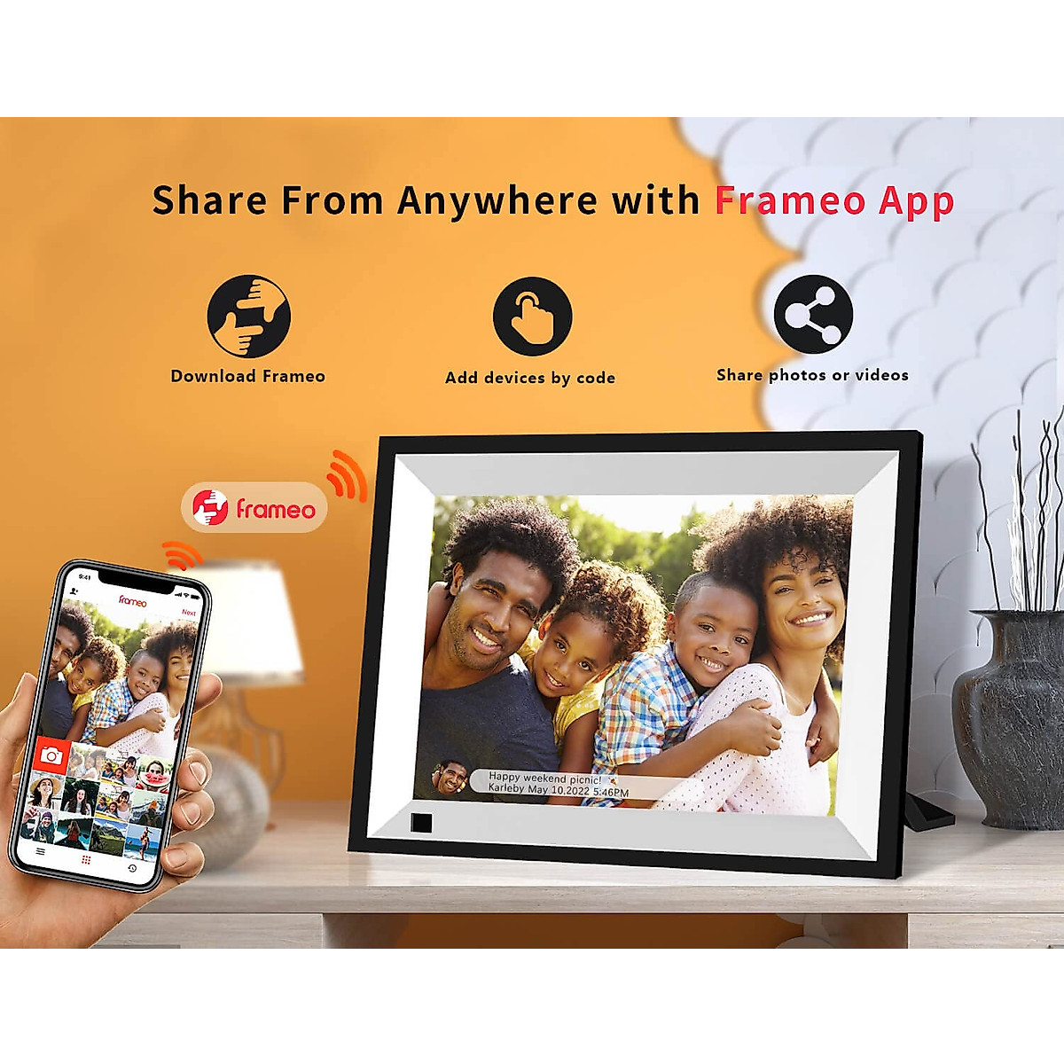 Digital Picture Frame 10.1 Inch Large Digital Photo Frame with IPS Full HD Touchscreen, 32GB WiFi Smart Frame Share Photos and Videos Instantly from Anywhere via Frameo App