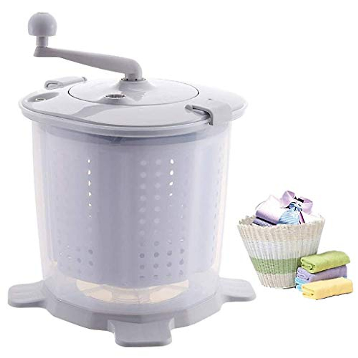 YDCW Mini Hand Crank Washing Machine Dehydrator,2020 Latest Mini Small Semi-Automatic Washer,Compact Spin Dryer, Portable Manual Non-Electric,Suitable for Camping Dormitory,Grey