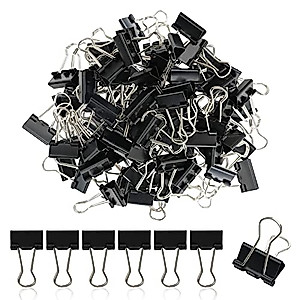 Metal Small Binder Clips Small for Paperwork,50 Pack 3/4 Inch Paper Clamps Clips Office Supplies,Mini Black Office Clips