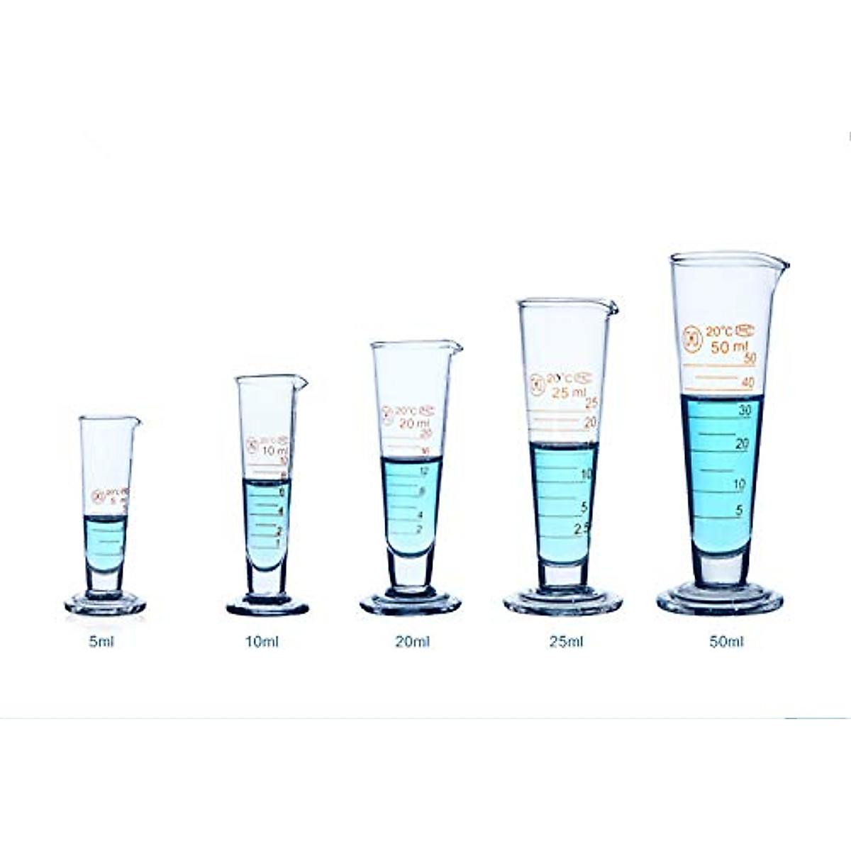 Professional Lab Graduated Measuring Cup Glass Conical Beaker with Spout 50ml Lab Measuring Glass Boro 3.3 Heat Resistant Thicken Glassware (50ml)