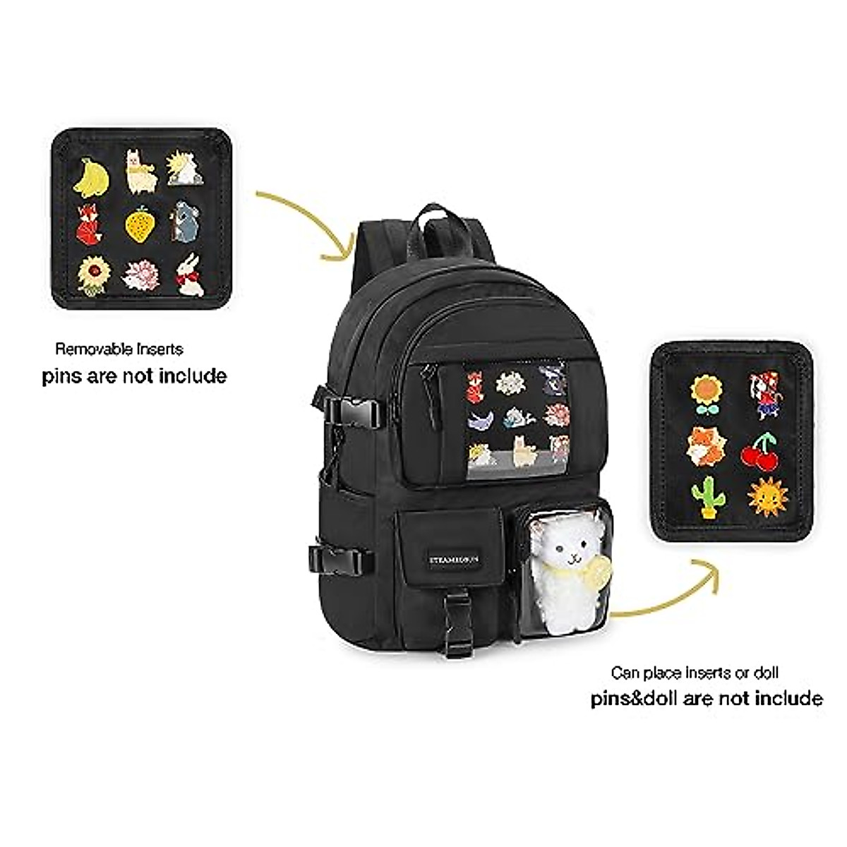 STEAMEDBUN Kawaii Backpack Cute Aesthetic Backpack for Girls,Ita Backpack with Inserts for School (without pins)